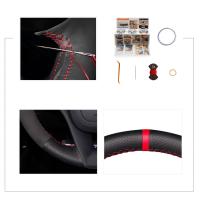 China Auto Custom Black Red Genuine Leather Suede Steering Wheel Cover For Chevrolet Cruze Aveo 2009 2010 2011 2012 2013 2014 for sale