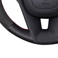 China Auto Custom Black Red Genuine Leather Suede Steering Wheel Cover For Chevrolet Cruze Aveo 2009 2010 2011 2012 2013 2014 for sale