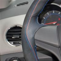 China Car Accessories Black Genuine Leather Suede Hand Sew Steering Wheel Cover For Chevrolet Orlando 2010 2011 2012 2013 2014 2015 for sale