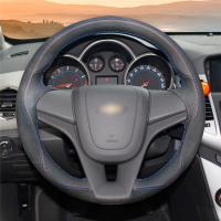 China Car Accessories Black Genuine Leather Suede Hand Sew Steering Wheel Cover For Chevrolet Orlando 2010 2011 2012 2013 2014 2015 for sale