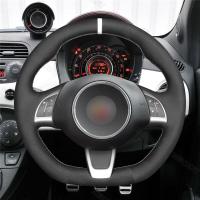 China Custom Hand Sewing Black Soft Suede Steering Wheel Cover for Fiat Abarth 500 500C 595 595C GQ S 500C S Linea 2009 2016 for sale