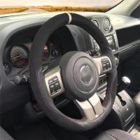 China Hand Stitched Suede Leather Steering Wheel Covers for Jeep Compass Grand Cherokee Wrangler Patriot 2011 2012 2013 2014 2015 for sale