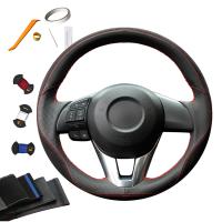 China Car Accessories Decoration Black Suede Genuine Leather Auto Cover Steering Wheel Wrap For Toyota Yaris iA 2017 2018 for sale