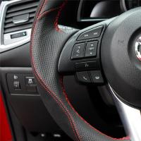 China Car Accessories Decoration Black Suede Genuine Leather Auto Cover Steering Wheel Wrap For Toyota Yaris iA 2017 2018 for sale