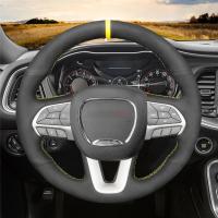 China Hand Stitching Carbon Soft Suede Steering Wheel Cover for Dodge SRT Challenger Charger Durango Dart Jeep Cherokee Trackhawk for sale