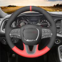 China Hand Stitching Carbon Soft Suede Steering Wheel Cover for Dodge SRT Challenger Charger Durango Dart Jeep Cherokee Trackhawk for sale