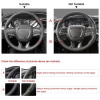 China Car Accessories Custom Steering Wheel Cover with Needles For Dodge Challenger Charger 2015 2016 2017 2018 2019 2020 2021 for sale