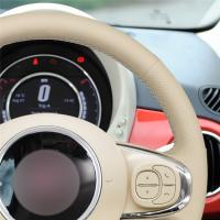China MEWANT For Fiat 500 2015-2021 / 500C 2016-2021 Best Ladies Car Steering Wheel Cover Beige Leather Factory Wholesale Price for sale