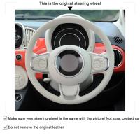 China MEWANT For Fiat 500 2015-2021 / 500C 2016-2021 Best Ladies Car Steering Wheel Cover Beige Leather Factory Wholesale Price for sale