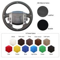 China Custom Design Car Interior Black Genuine Leather Steering Wheel Wrap For Land Rover Range Rover Sport 2005 2006 2007 2008 for sale
