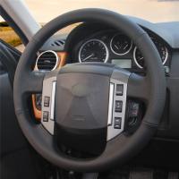 China Custom Design Car Interior Black Genuine Leather Steering Wheel Wrap For Land Rover Range Rover Sport 2005 2006 2007 2008 for sale