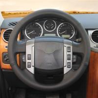 China Custom Design Car Interior Black Genuine Leather Steering Wheel Wrap For Land Rover Range Rover Sport 2005 2006 2007 2008 for sale