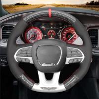 China Black Carbon Fiber Car Accessory Customize Hand Sewing Steering Wheel Cover Dodge Challenger Charger Durango 2015 - 2016 for sale