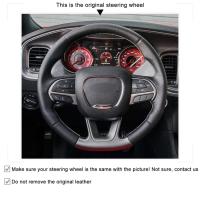China Black Carbon Fiber Car Accessory Customize Hand Sewing Steering Wheel Cover Dodge Challenger Charger Durango 2015 - 2016 for sale