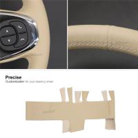 China Custom Hand Sewing Beige Artificial Leather Steering Wheel Cover for Fiat 500 2015-2021 500C 2016 2017 2018 2019 2020-2021 for sale