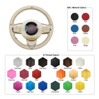 China Custom Hand Sewing Beige Artificial Leather Steering Wheel Cover for Fiat 500 2015-2021 500C 2016 2017 2018 2019 2020-2021 for sale