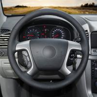 China Black Leather Steering Wheel Cover for Chevrolet Captiva Cruze Aveo Orlando Lova Malibu Volt Equinox Niva Epica Niva for sale