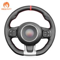 China Custom Hand Sewing Black Genuine Leather Steering Wheel Cover for Abarth 595 595C 695 695C 2016 2017-2021 Fiat 500 500C for sale
