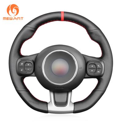 China Custom Hand Sewing Black Genuine Leather Steering Wheel Cover for Abarth 595 595C 695 695C 2016 2017-2021 Fiat 500 500C for sale