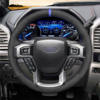 China Custom Hand Stitching Soft Suede Steering Wheel Cover for Ford F-150 F150 F-250 F-350 F-450 F-550 F-600 F-650 F-750 for sale