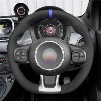China Custom Hand Sewing Black Soft Suede Steering Wheel Cover for Abarth 595 595C 695 695C 2016 2017-2021 Fiat 500 500C for sale