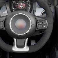 China Custom Hand Sewing Black Soft Suede Steering Wheel Cover for Abarth 595 595C 695 695C 2016 2017-2021 Fiat 500 500C for sale
