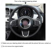 China Fashion Design Car Accessory Black Leather Steering Wheel Cover For Fiat 500 500C 2015 2016 2017 2018 2019 2020 2021 for sale