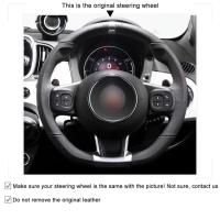 China Factory Price Black Faux Leather Steering Wheel Cover For Abarth 595/595C/695/695C Fiat 500/500C 2016 2017 2018 2019 2020 2021 for sale
