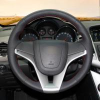 China Hand Sewing Black Artificial Leather Steering Wheel Cover for Chevrolet Cruze 2009-2014 Aveo 2011-2014 Orlando 2010-2015 for sale