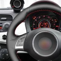 China New Arrival Faux Feather Custom Steering Wheel Cover For Abarth 595/595C/695/695C  Fiat 500/500C 2016 2017 2018 2019 2020 2021 for sale