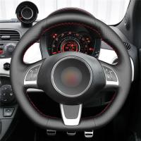 China Custom Hand Sewing Artificial Leather Steering Wheel Cover for Fiat Abarth 500 500C 595 595C GQ S 500C S Linea 2009 2016 for sale