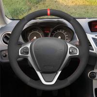 China Hand Stitching Soft Suede Steering Wheel Cover for Ford Fiesta MK7 Ecosport Zetec S Ecoboost 2008 2009 2010 2011 2012 2013 2014 for sale