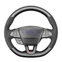 China Custom Car Accessories Hand Sewing Steering Wheel Cover Carbon Fiber Suede For Ford Focus RS ST ST-Line 2015 2016 2017 2018 2019 for sale