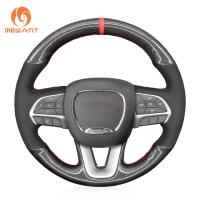 China Custom Hand Stitching Black Carbon Soft Suede Steering Wheel Cover for Dodge Challenger Charger Durango 2015-2021 for sale