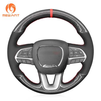 China Custom Hand Stitching Black Carbon Soft Suede Steering Wheel Cover for Dodge Challenger Charger Durango 2015-2021 for sale