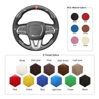 China Custom Hand Stitching Black Carbon Soft Suede Steering Wheel Cover for Dodge Challenger Charger Durango 2015-2021 for sale