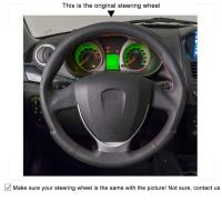 China Hand Stitching PU Leather Personalized Design Steering Wheel Cover For Lada Priora Kalina 2 2013 2014 2015 2016 2017 2018 for sale