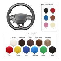 China Custom Hand Stitching Matt Carbon Soft Suede Steering Wheel Cover for Ford Focus RS MK3 ST Kuga Ecosport ST-Line 2015 for sale