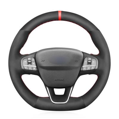 China Hand Sewing Black Suede Steering Wheel Cover for Ford Focus ST-Line Fiesta ST-Line ST 2018 2019 2020 for sale
