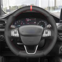 China Hand Sewing Black Suede Steering Wheel Cover for Ford Focus ST-Line Fiesta ST-Line ST 2018 2019 2020 for sale
