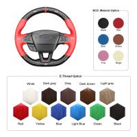 China Custom Hand Stitching Carbon Red Leather Steering Wheel Cover for Ford Focus RS MK3 ST Kuga Ecosport ST-Line 2015 for sale