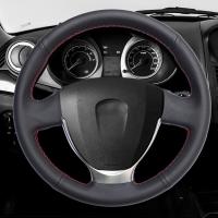 China MEWANTHigh Quality Hand Sewing Diy Steering Wheel Cover Carbon Fiber Leather Wholesale For Lada Priora Granta Priora for sale