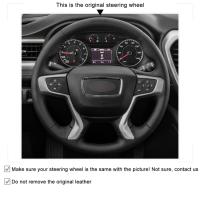China New Luxurious Business Custom Hand Sewing Steering Wheel Cover For GMC Acadia 2017-2022 / Canyon 2015-2021 / Terrain 2018-2022 for sale