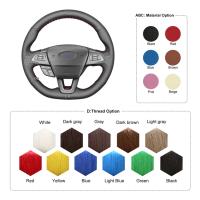 China Custom Hand Sewing Black Artificial PU Leather Steering Wheel Cover for Ford Focus RS MK3 ST 2015 for sale