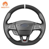 China Custom Hand Sewing Black Suede Leather Steering Wheel Cover for Ford Focus RS MK3 ST ST-LINE Kuga Ecosport 2015 2016 2018 for sale