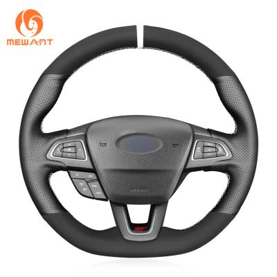 China Custom Hand Sewing Black Suede Leather Steering Wheel Cover for Ford Focus RS MK3 ST ST-LINE Kuga Ecosport 2015 2016 2018 for sale