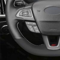China Custom Hand Sewing Black Suede Leather Steering Wheel Cover for Ford Focus RS MK3 ST ST-LINE Kuga Ecosport 2015 2016 2018 for sale