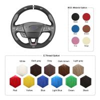 China Custom Hand Sewing Black Suede Leather Steering Wheel Cover for Ford Focus RS MK3 ST ST-LINE Kuga Ecosport 2015 2016 2018 for sale