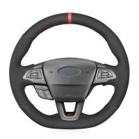 China Custom Hand Sewing Black Soft Suede Steering Wheel Cover for Ford Focus RS MK3 ST 2015 for sale