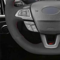 China Custom Hand Sewing Black Soft Suede Steering Wheel Cover for Ford Focus RS MK3 ST 2015 for sale